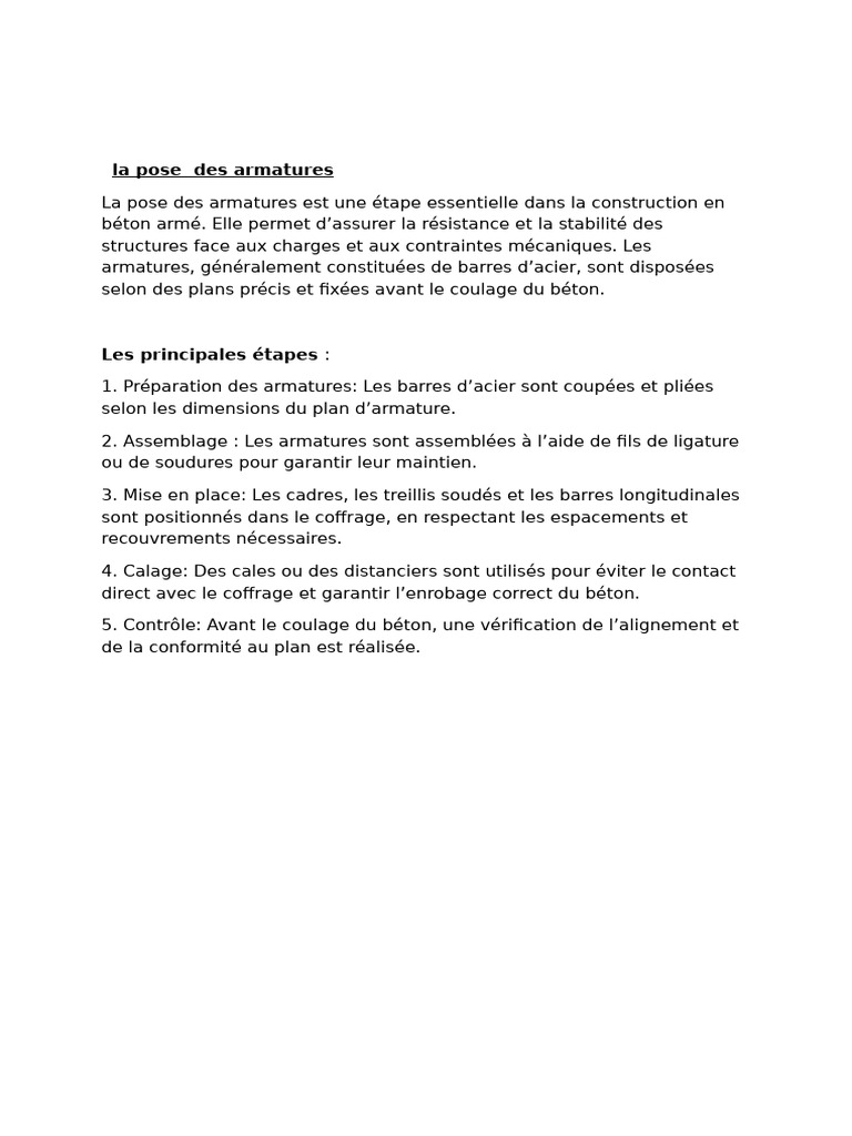Pose d'armature en béton armé | PDF