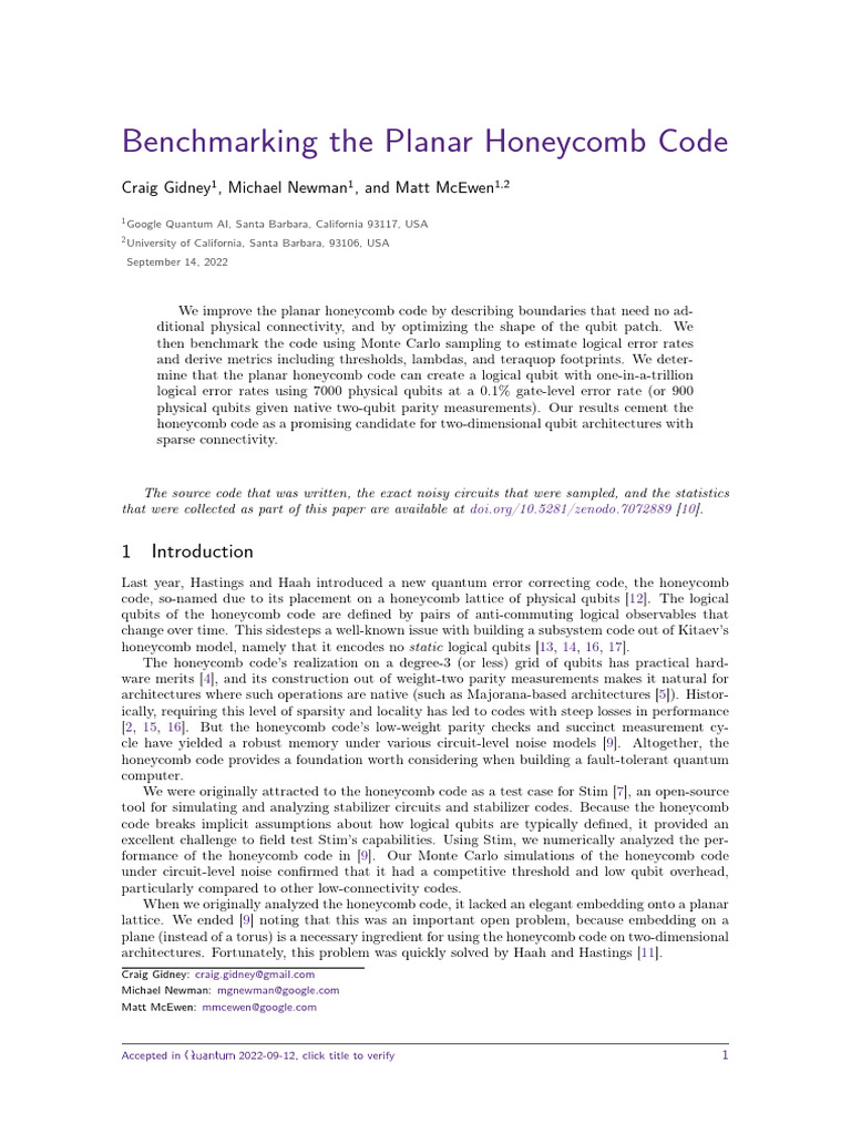 HoneyComb - Benchmarking The Planar HoneycombCode | PDF | Applied ...