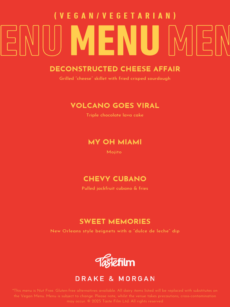 Vegan & Vegetarian Menu Options | PDF