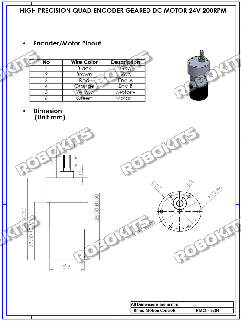 High Precision Quad Encoder Geared DC Motor Side Shaft 200rpm | PDF
