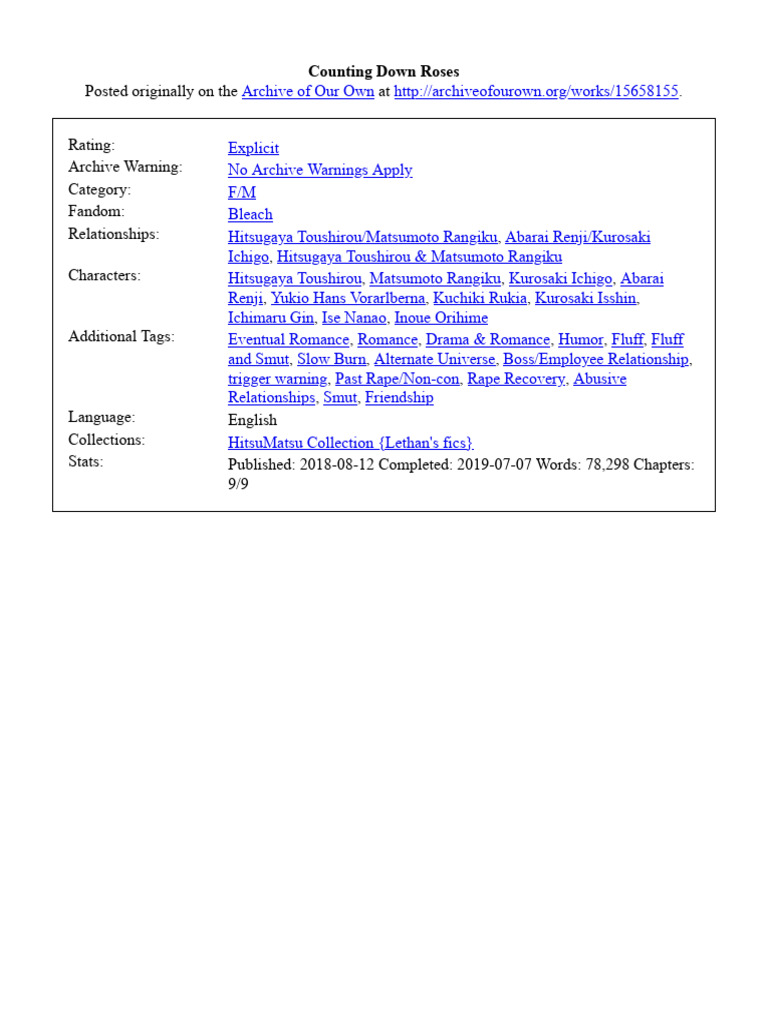 Counting Down Roses | PDF