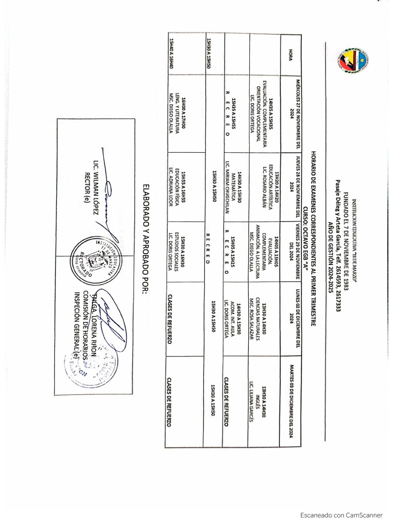 Horarios de Exámenes Jornada Vespertina | PDF
