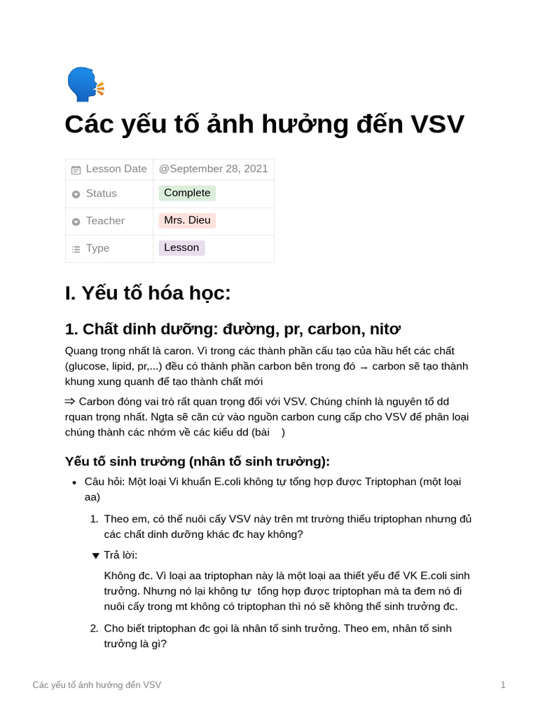 Các yếu tố ảnh hưởng đến VSV | PDF