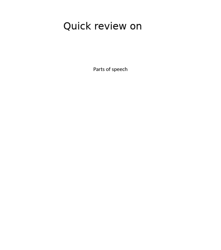 Quick Review On Parts of Speech | PDF
