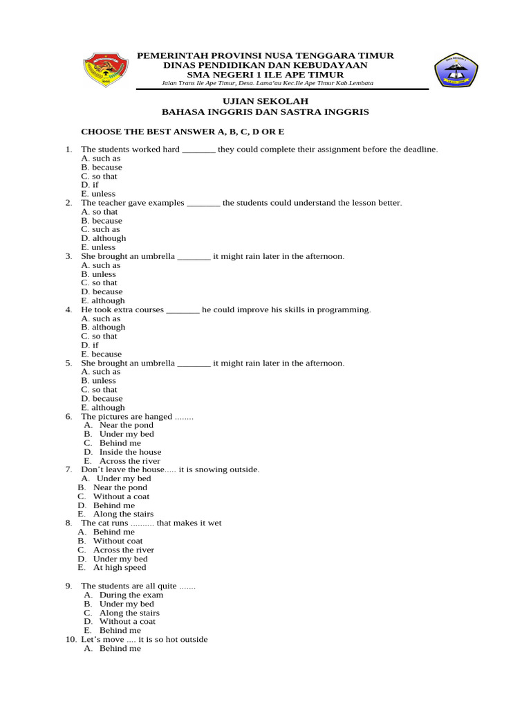 Soal Utama BHS Sastra Inggris K13 | PDF | Social Networking Service