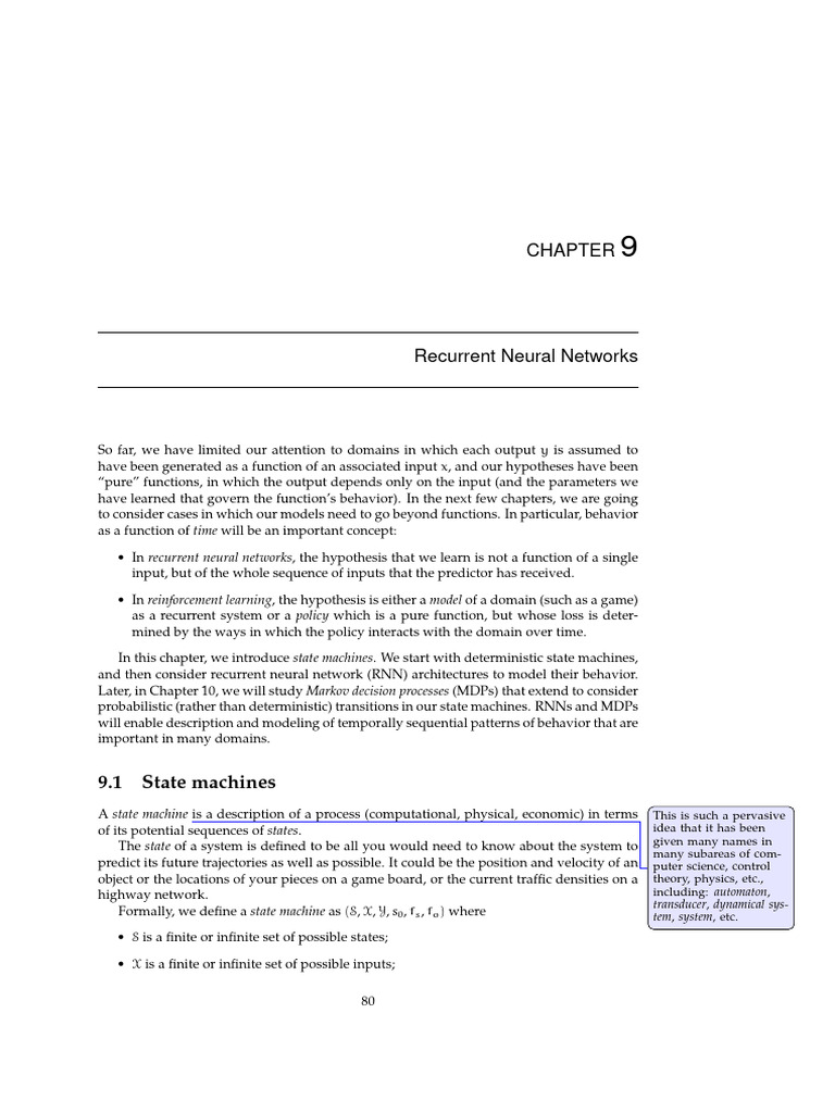 Chapter Recurrent Neural Networks | PDF | Function (Mathematics) | Matrix (Mathematics)