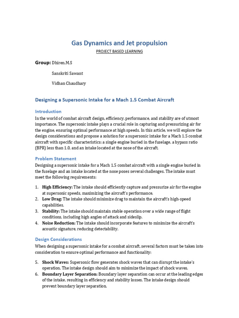 Supersonic Intake For M 1.5 Combat Aircraft (BPR - 1.0) - Intake at ...