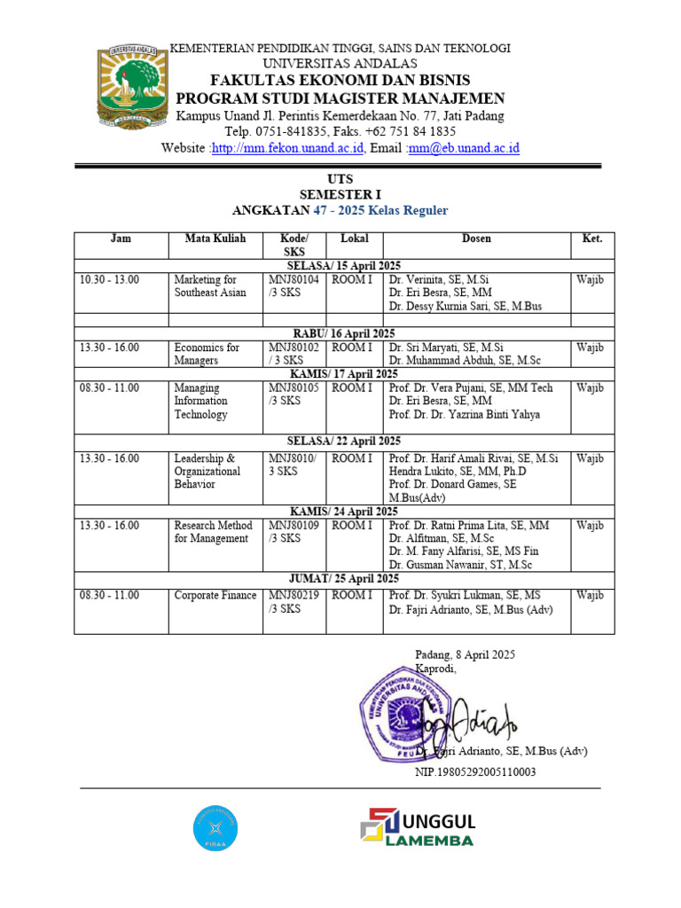 Jadwal UTS | PDF
