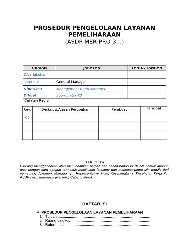 Prosedur Pengelolaan Layanan Pemeliharaan | PDF