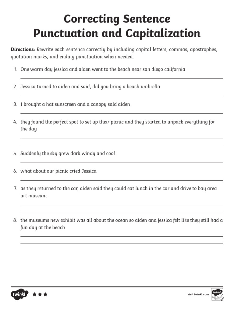 Correcting Sentence Punctuation Differentiated Activity | PDF