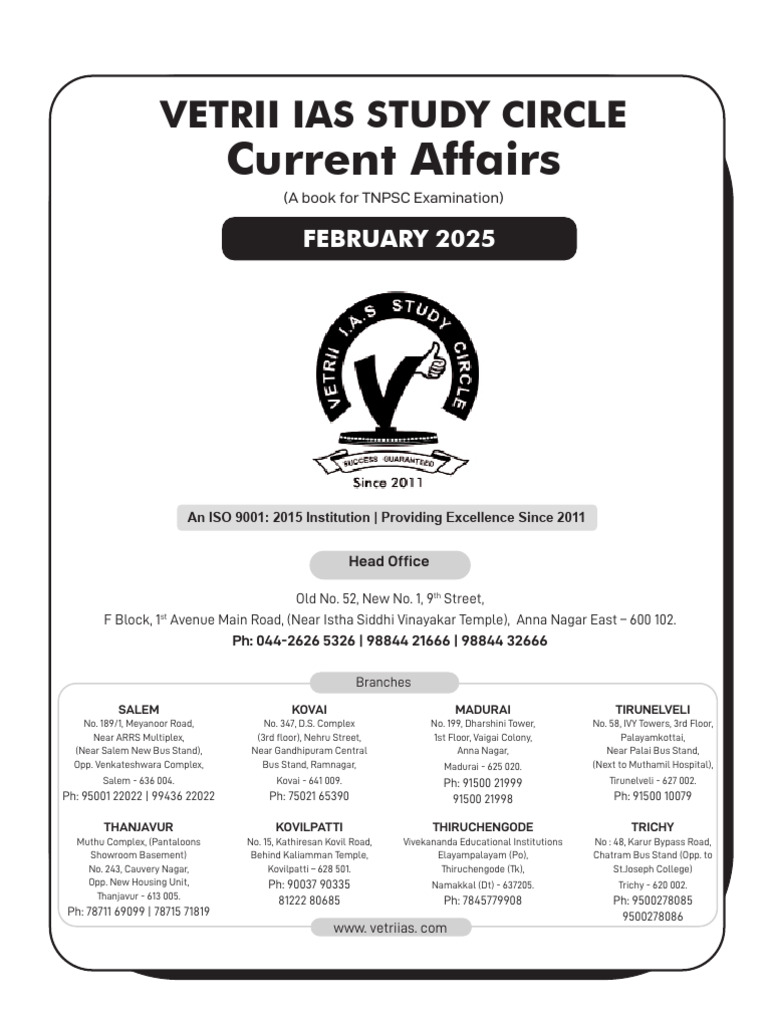 Current Affairs: Vetrii Ias Study Circle | PDF | Opec | Government