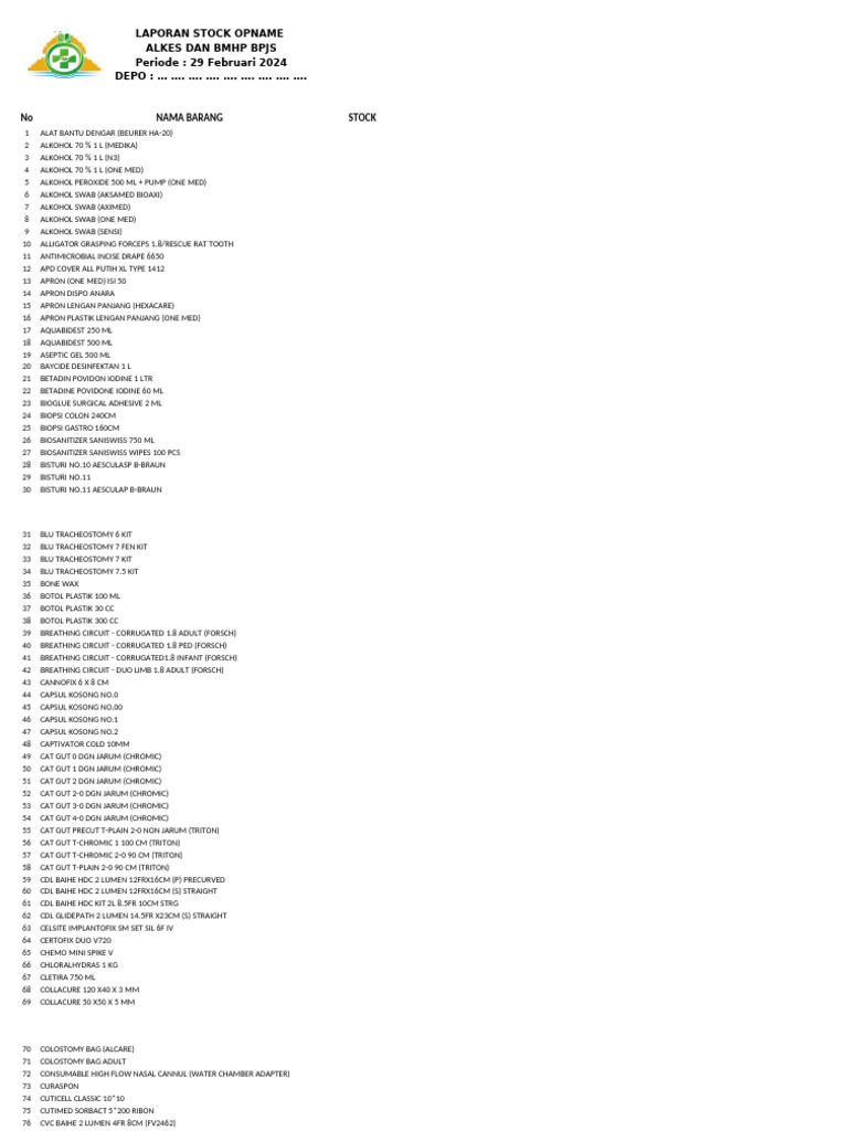 Form So Alkes Bpjs 2024 FX | PDF
