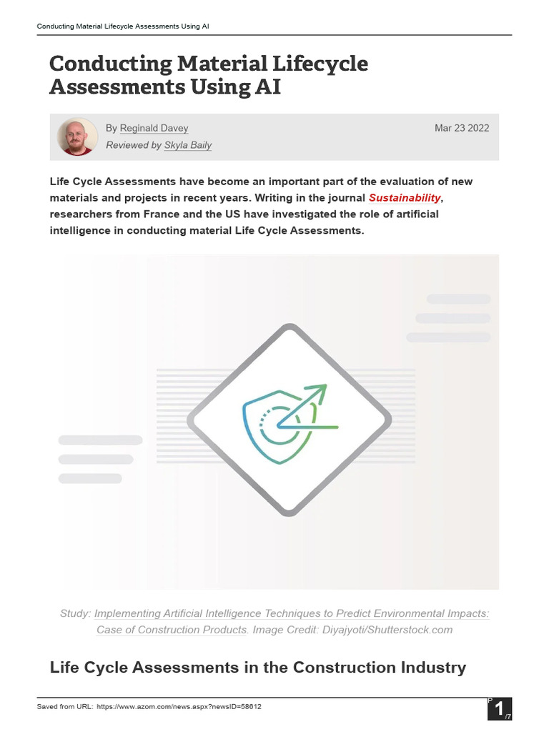 Conducting Material Lifecycle Assessments Using AI | PDF | Life Cycle ...