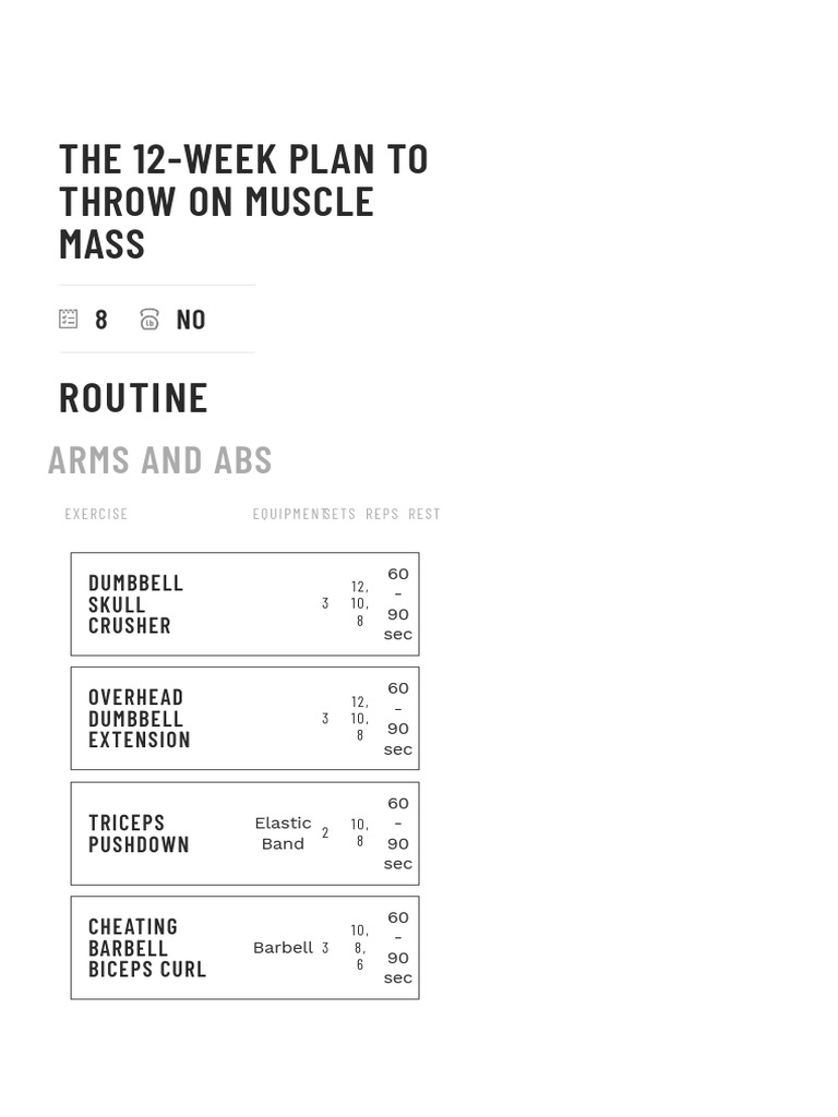 The 12-Week Plan To Throw On Muscle Mass - Muscle | PDF