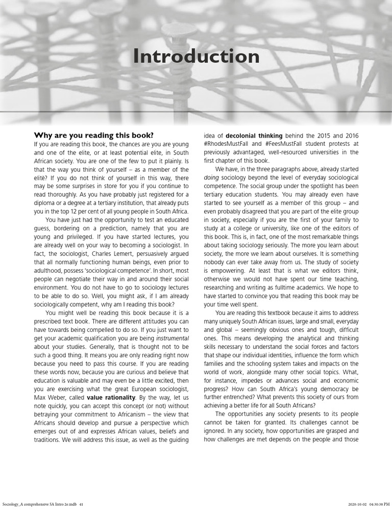 Sociology A Comprehensive South African Introducti... - (Introduction) | PDF | Sociology | Knowledge