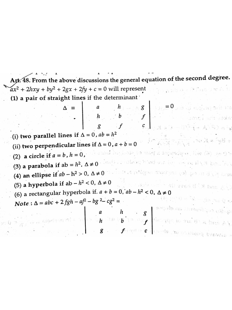 General Equation of Second Degrees | PDF