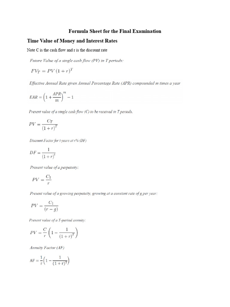Final Formula-Sheet-for-the-Final-Examination - 2811-May-2023-29 | PDF