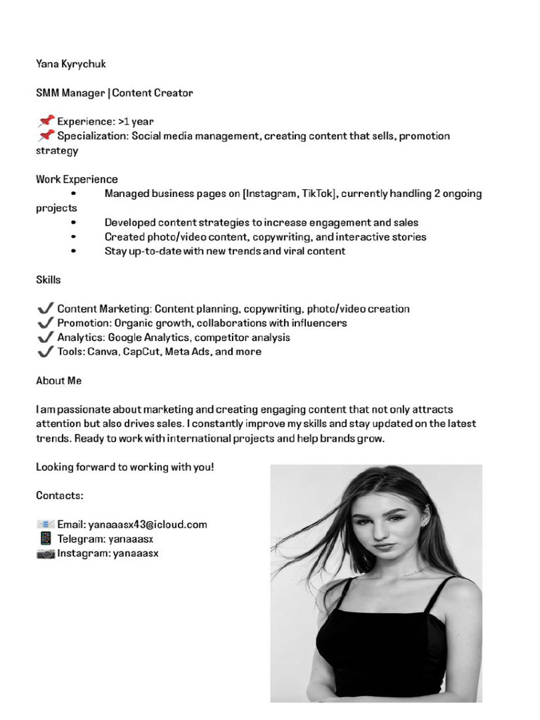 Yana Kyrychuk Resume | PDF
