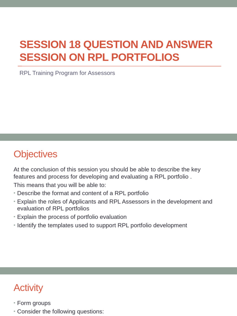 PPT18 Question and Answer on RPL Portfolios | PDF