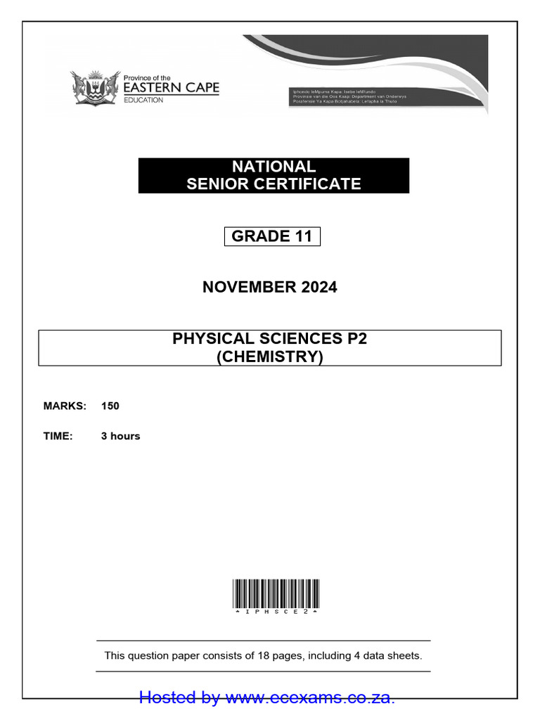 Physical Sc. p2 QP Gr11 Nov 2024 Eng D - Watermark | PDF | Ammonium | Acid