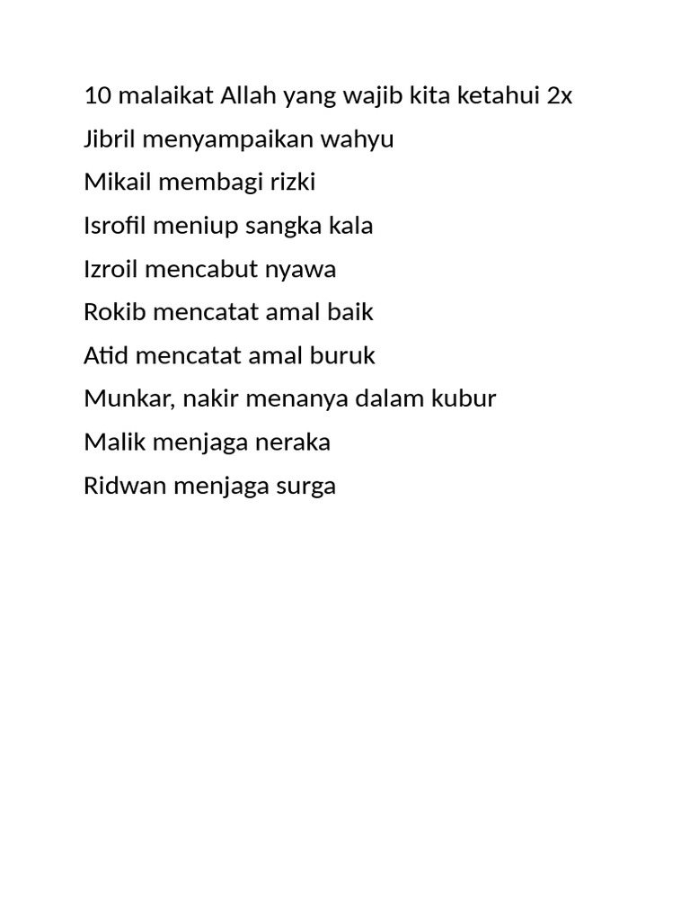 10 Malaikat Allah yang Wajib Diketahui | PDF