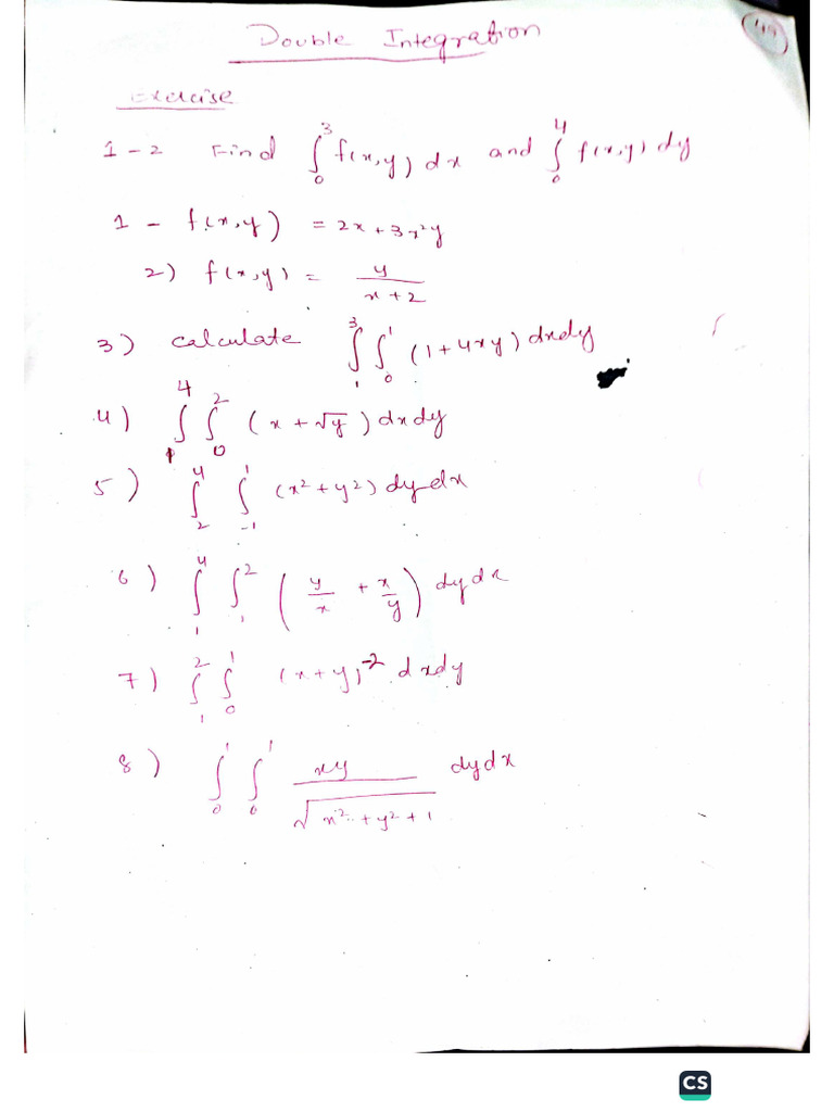 Exercise Double Integration | PDF