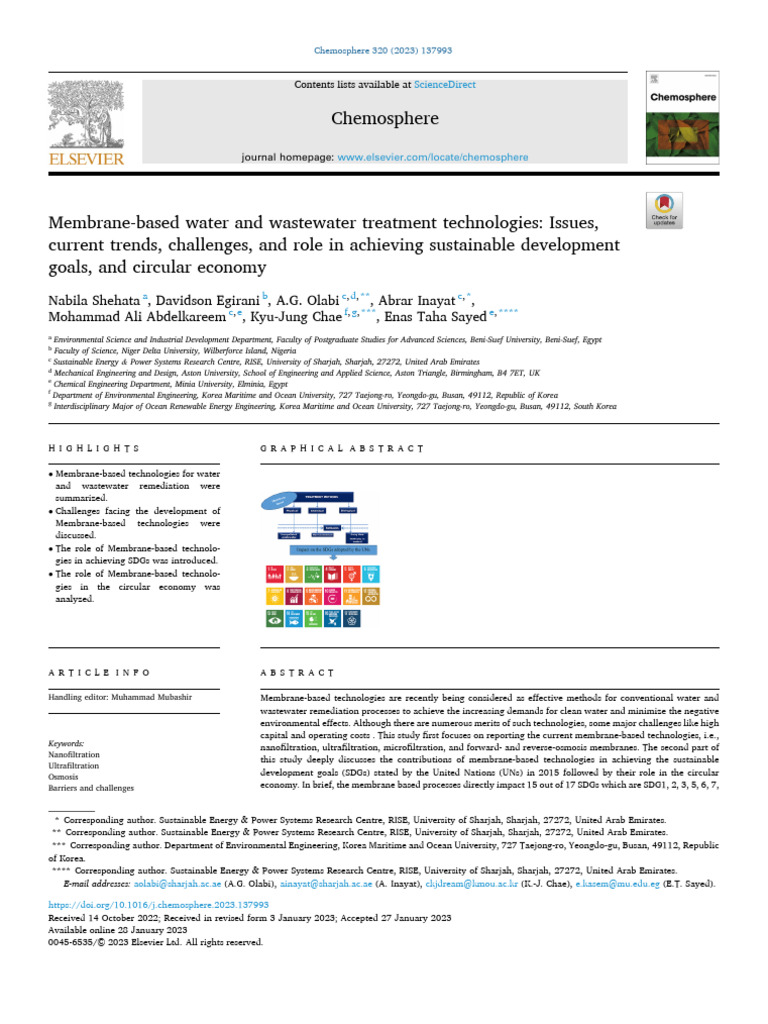 Membrane based technology for water tratment | PDF | Membrane ...