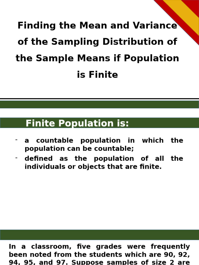 Mean and Variance of Sampling Distribution | PDF | Variance | Standard Deviation