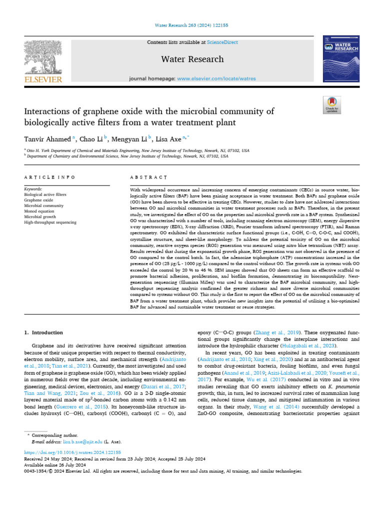 Interactions of Graphene Oxide With The Microbial Community of ...