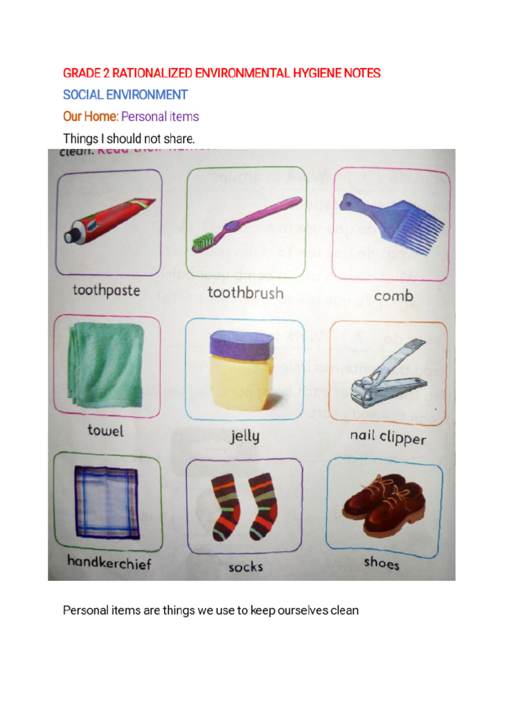 Grade 2 Hygiene and Sharing Guidelines | PDF