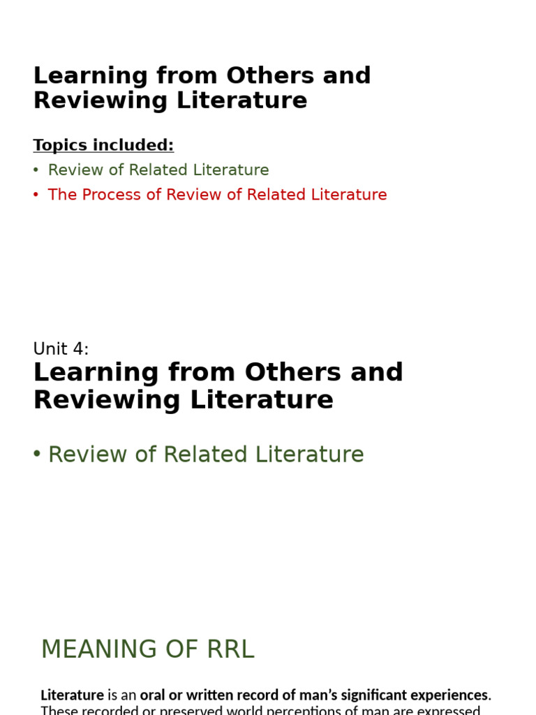 Learning From Others and Reviewing Literature | PDF | Knowledge | Thought