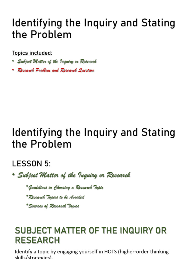 Research Topic Selection and Formulation | PDF | Inquiry | Knowledge