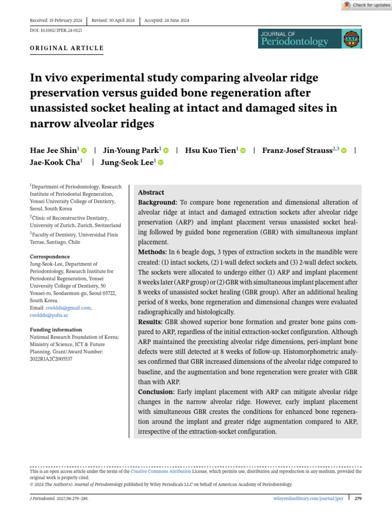 Alveolar Ridge Preservation Versus Guided Bone Regeneration | PDF ...