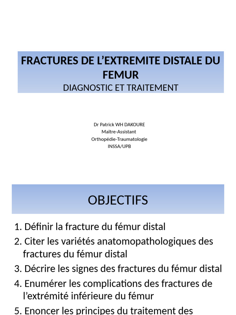Les Fractures de L'extremite Distale Du Femur | PDF | Genou | Système ...
