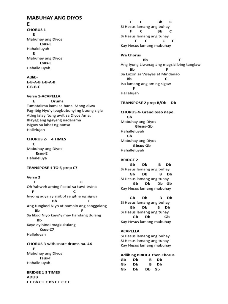 MABUHAY ANG DIYOS Chords | PDF