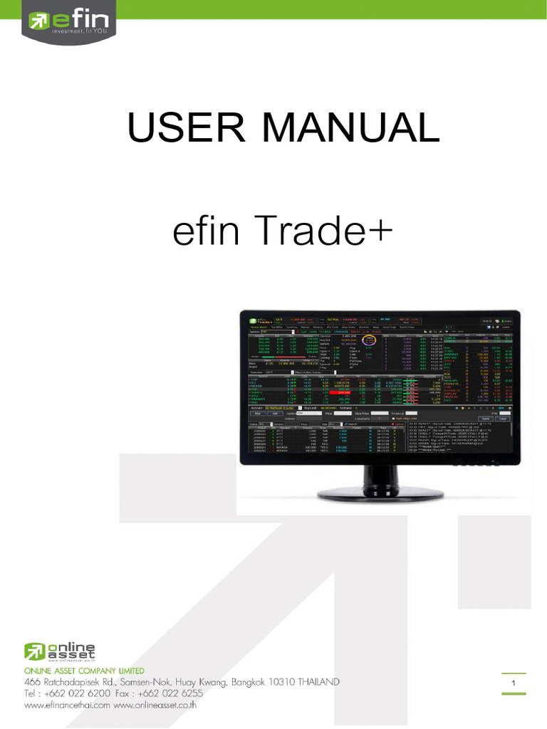 efinTradePlus For PC - UserManual | PDF