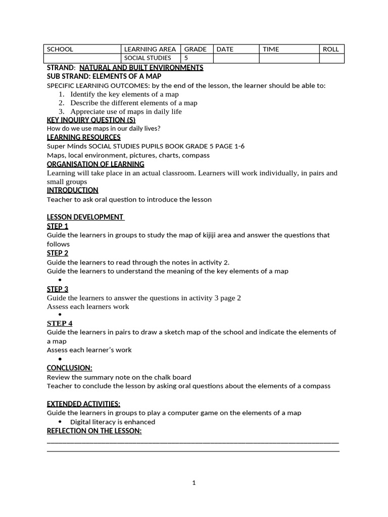 Grade 5 Social Studies: Map Elements | PDF | Learning | Teachers
