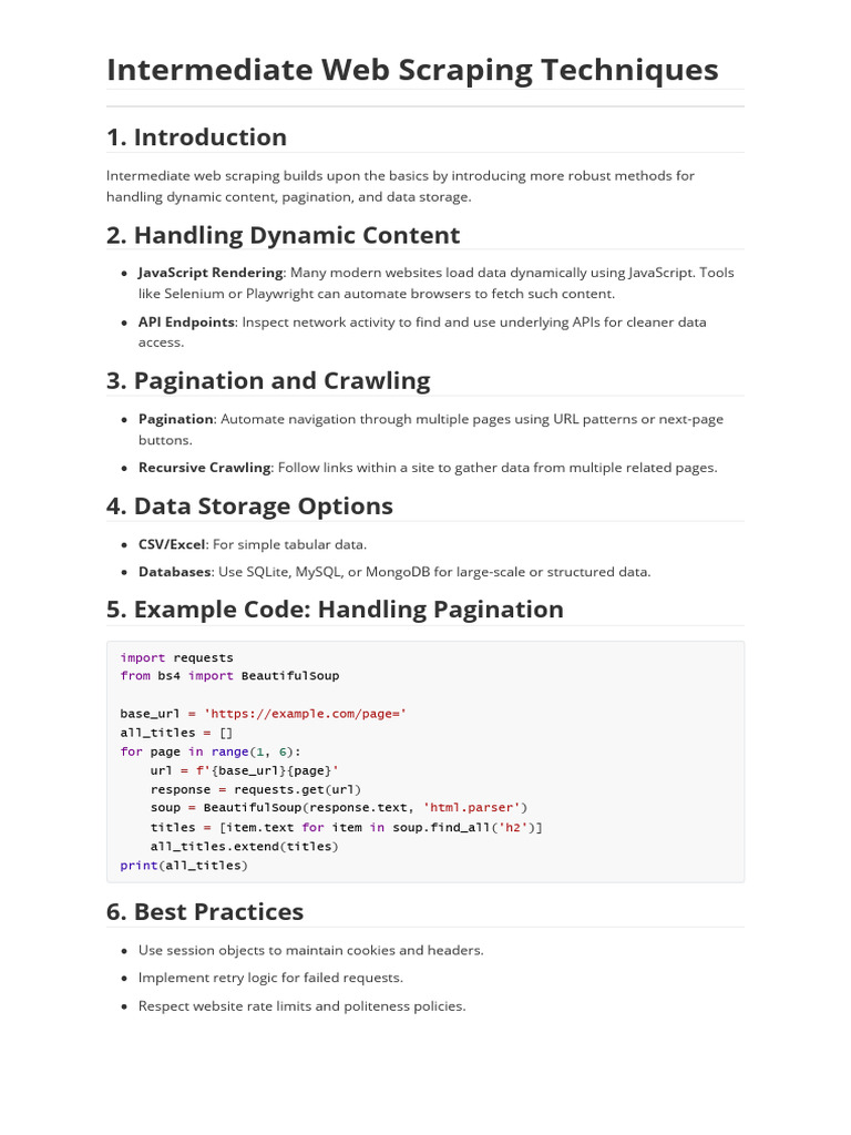 Intermediate Scraping Techniques | PDF