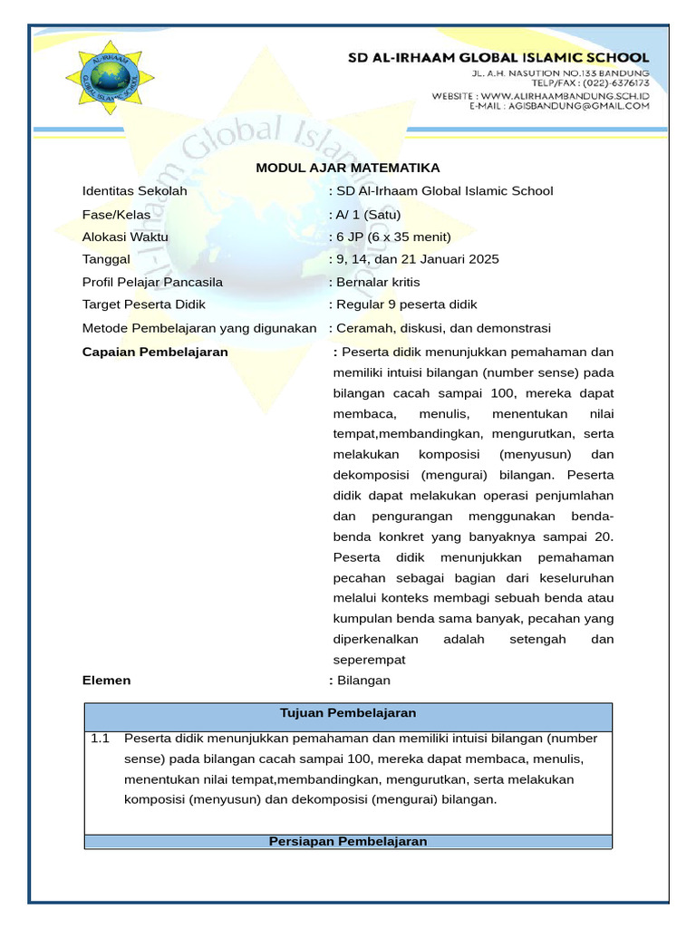 Modul Ajar Matematika A3 | PDF
