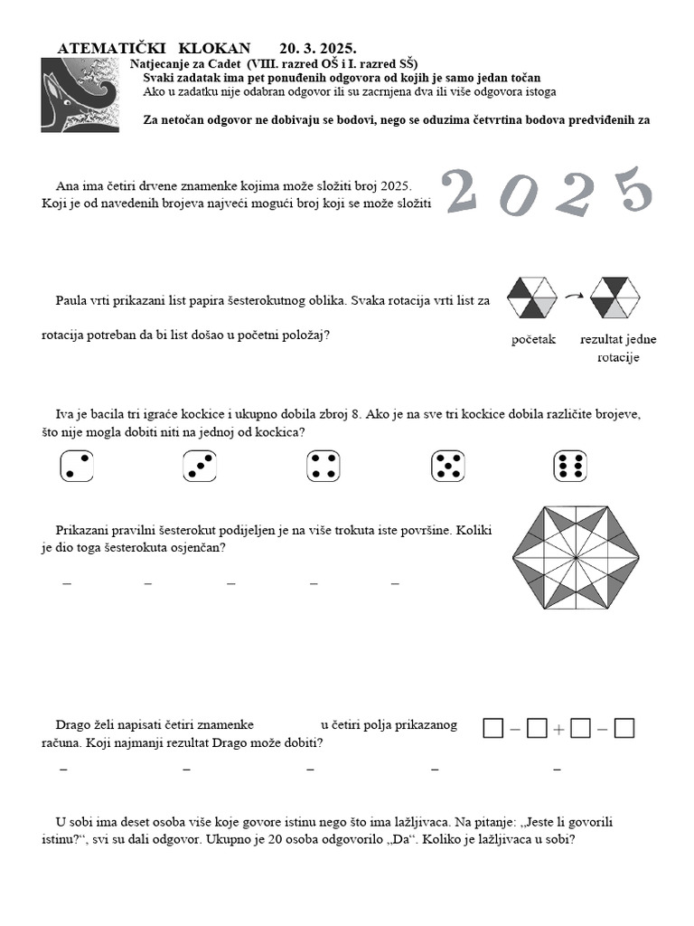 LEKT KLOKAN C 2025 Zadaci 1 | PDF