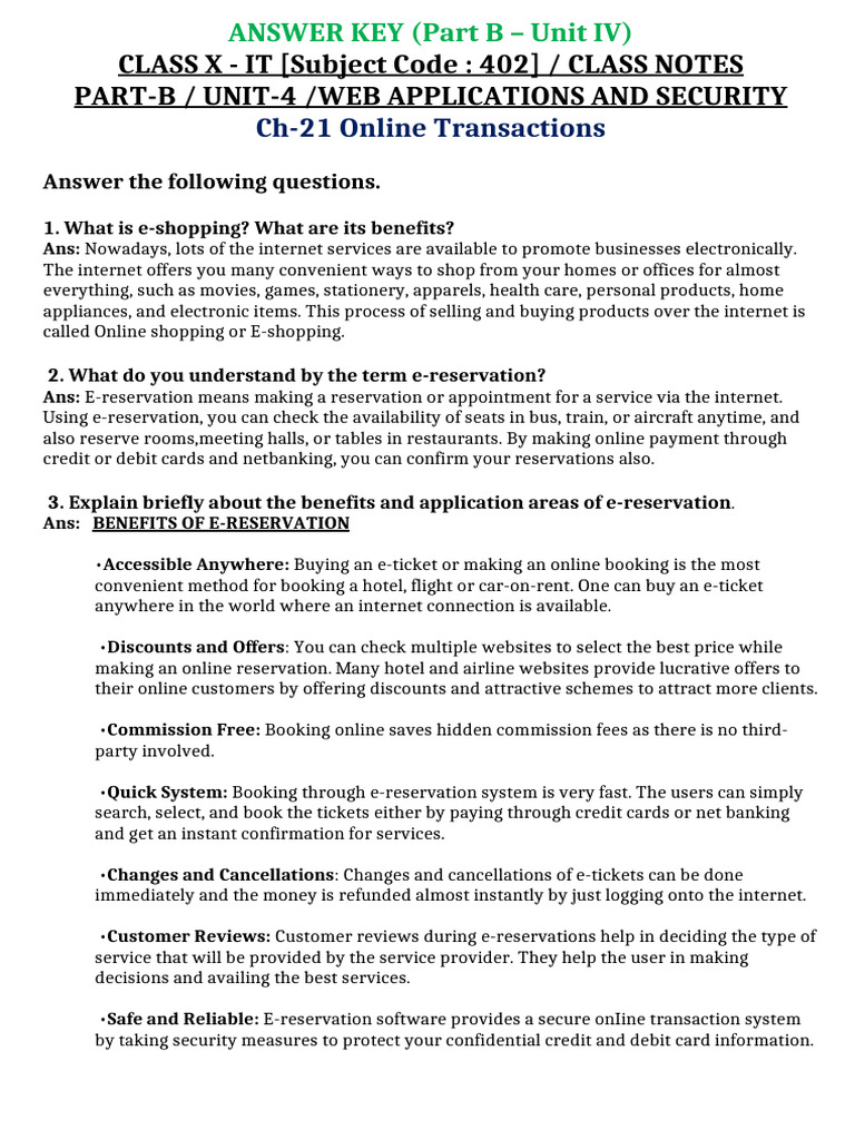 X-It Part B U4 CH 21 Class Notes | PDF | Credit Card | Password