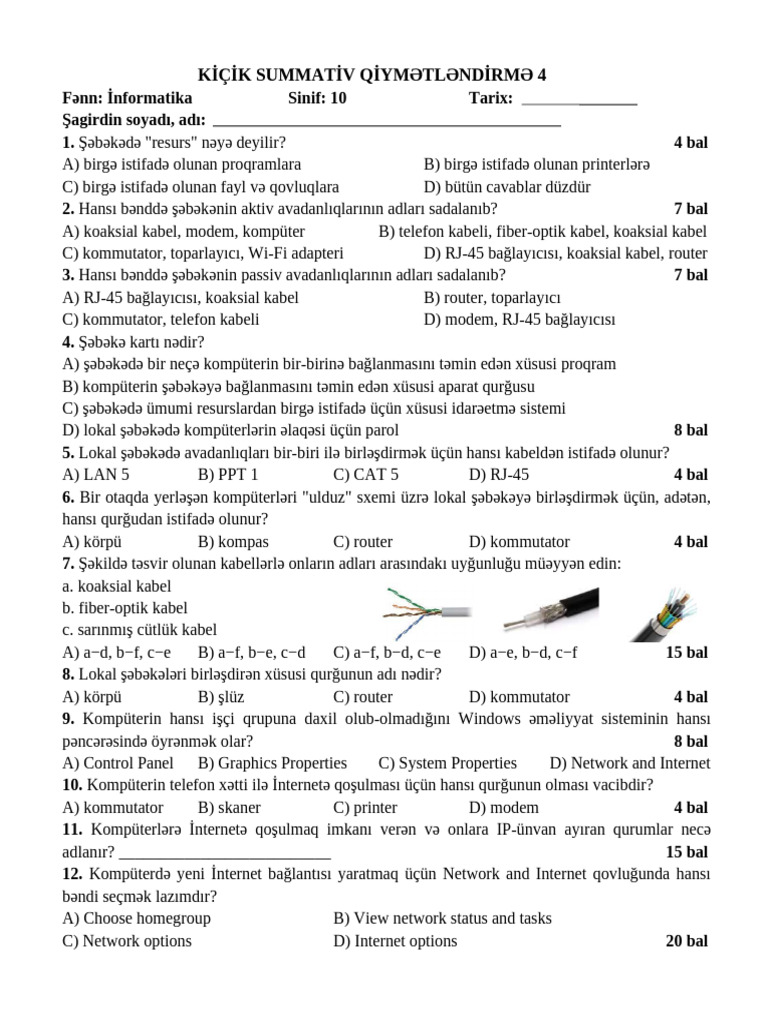10cu sinif ksq4 | PDF