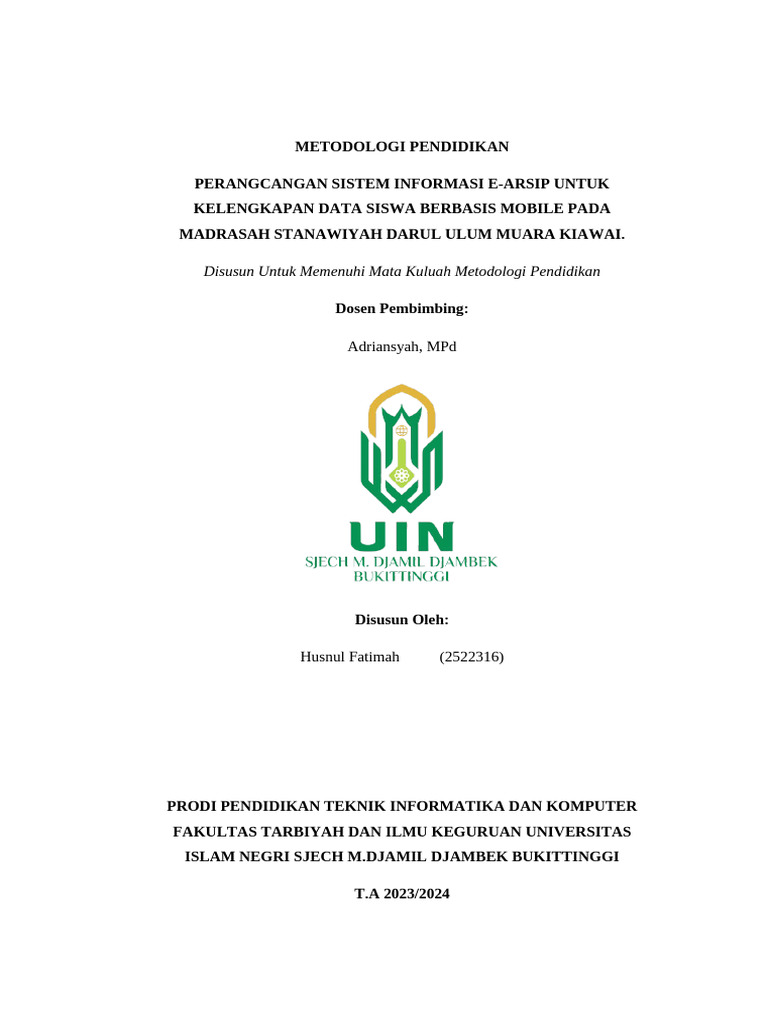 E-Arsip Mobile untuk Data Siswa Madrasah | PDF