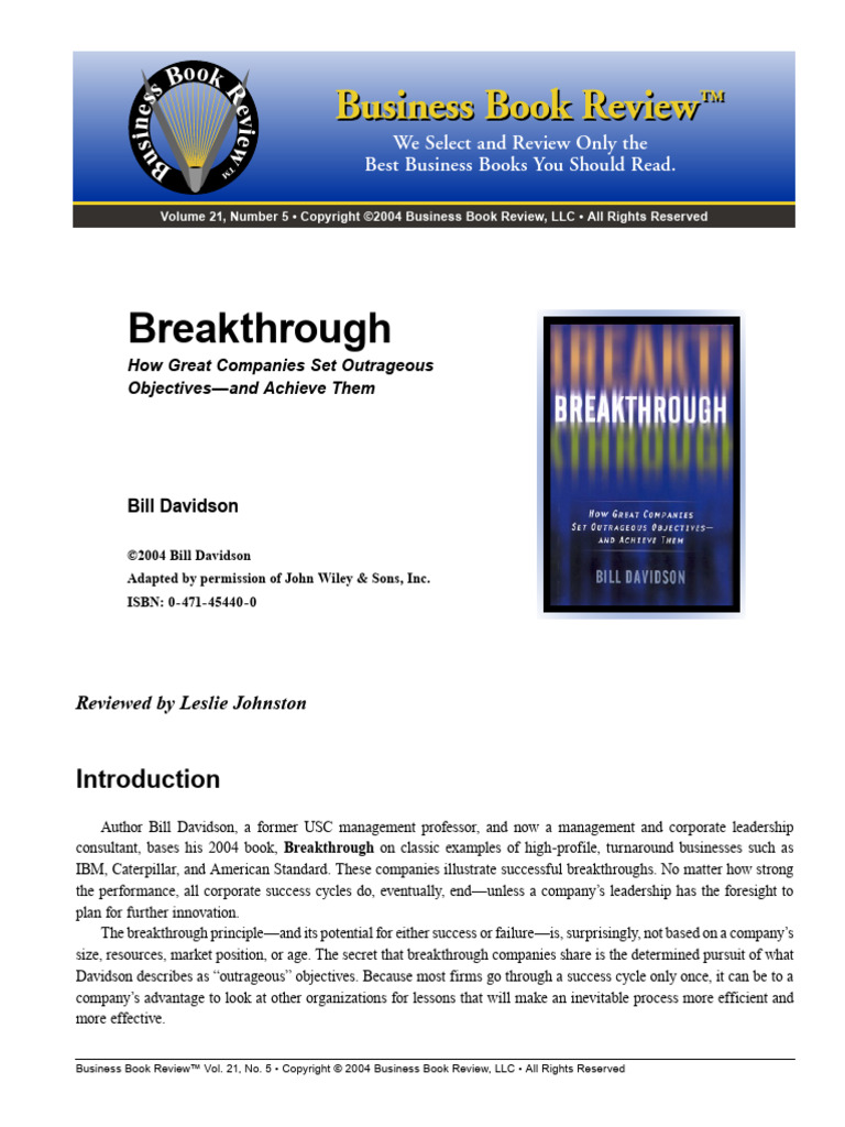 The Break Through BK Summaries | PDF | Point Of Sale | Innovation