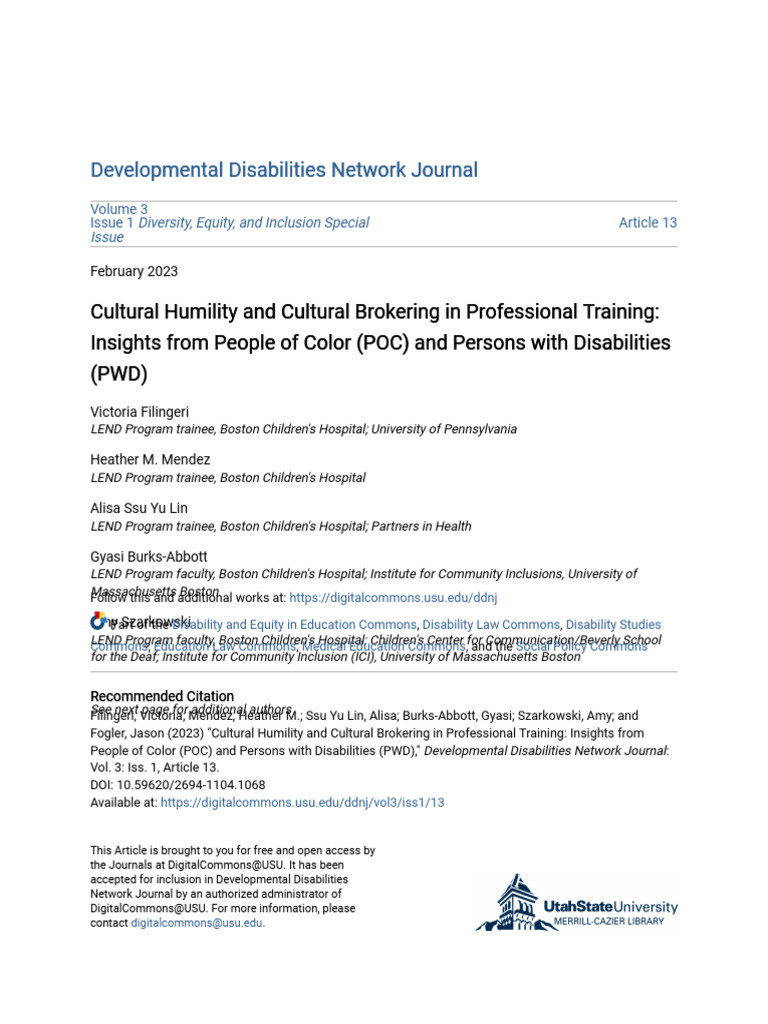 Cultural Humility and Cultural Brokering in Training Programs | PDF ...