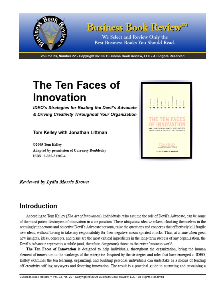 Ten Face of Innovation BK Review | PDF | Innovation | Storytelling