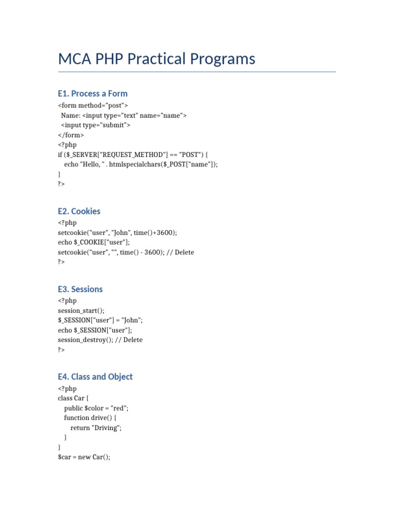 Code PHP Practicals | PDF