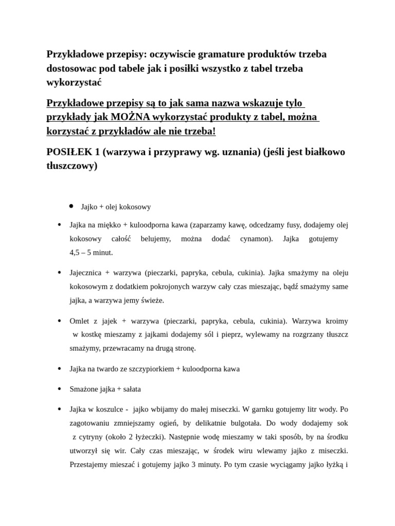 Przykładowe Przepisy | PDF