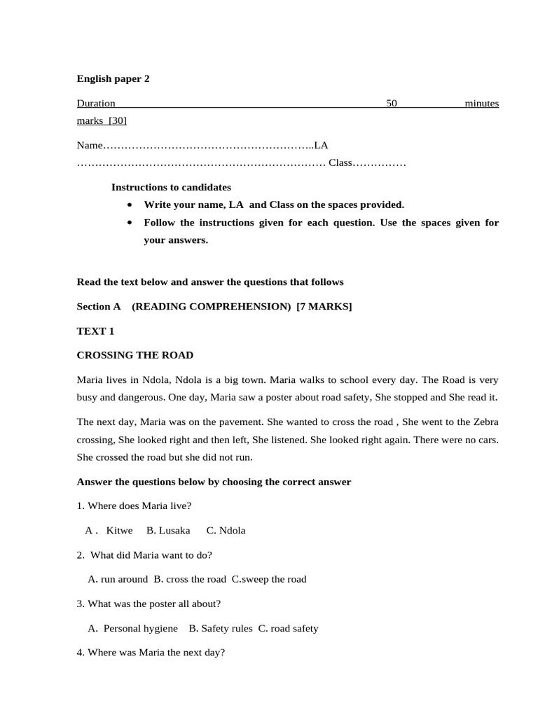 Grade 3 End of Year Test Paper 2 | PDF