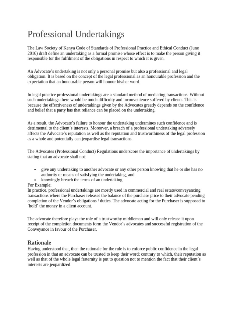 Professional Undertakings | PDF | Conveyancing | Advocate